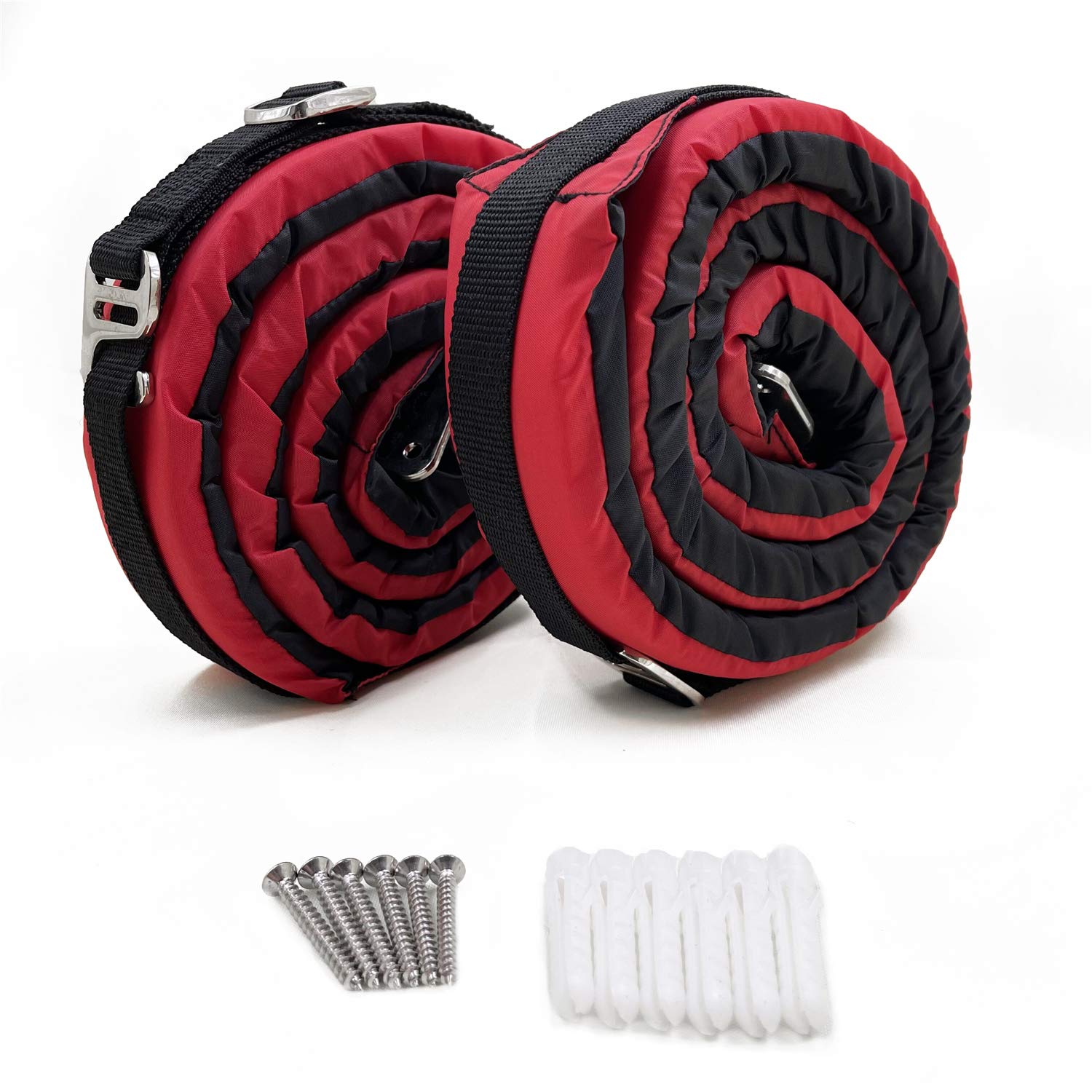HongK- Red Kayak Surf Paddleboard Wall Padded Hanger Strap Storage Sling Kayak Hanger Heavy-Duty Hanger Garage Hanger [P/N: KAYAK-W05-BK+RED]