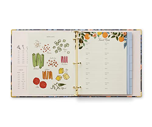 RIFLE PAPER CO. Citrus Grove Recipe Binder - 16 Tabbed Dividers, 10 Clear Recipe Card Sleeves, 1" Three-Ring Style, 11.5"L x 9.75"W, Double-Sided Pocket Folder and Adhesive Labels, Reinforced Corners