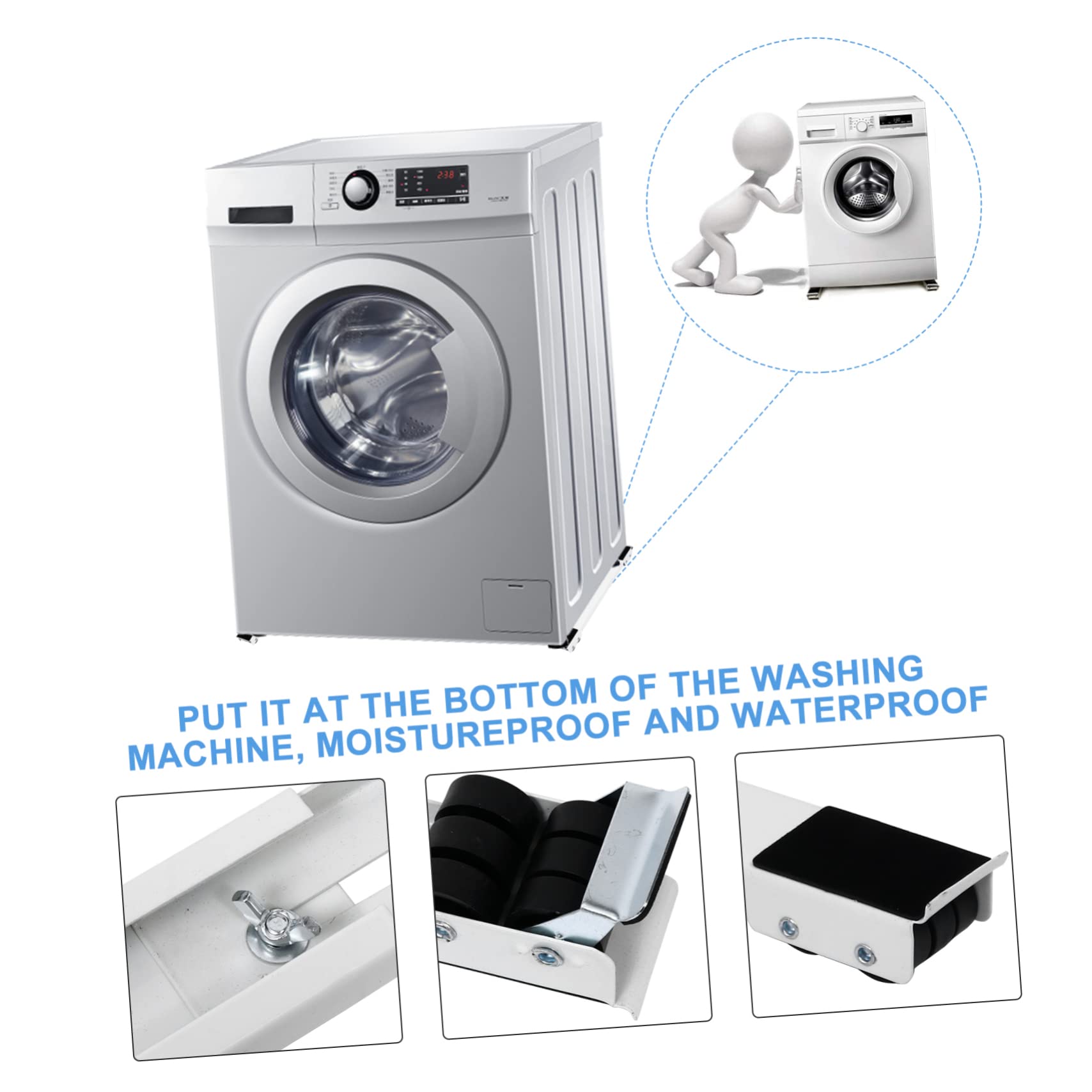 GATHINESS Iron machine bracket washer and dryer pedestals minifridge Machine Rolling Base refrigerator base adjustable fridge stand pulley white iron electrical Refrigerator