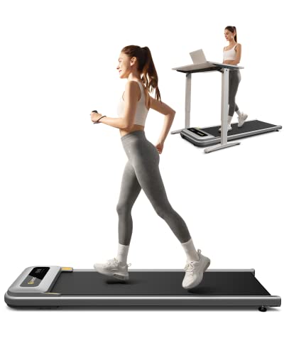 UREVO Under Desk Treadmill, Walking Pad Treadmill with Large Running Area, 2.25HP Treadmills for Home, Desk Treadmill for Office Under Desk with 265lbs Weight Capacity (Gray)