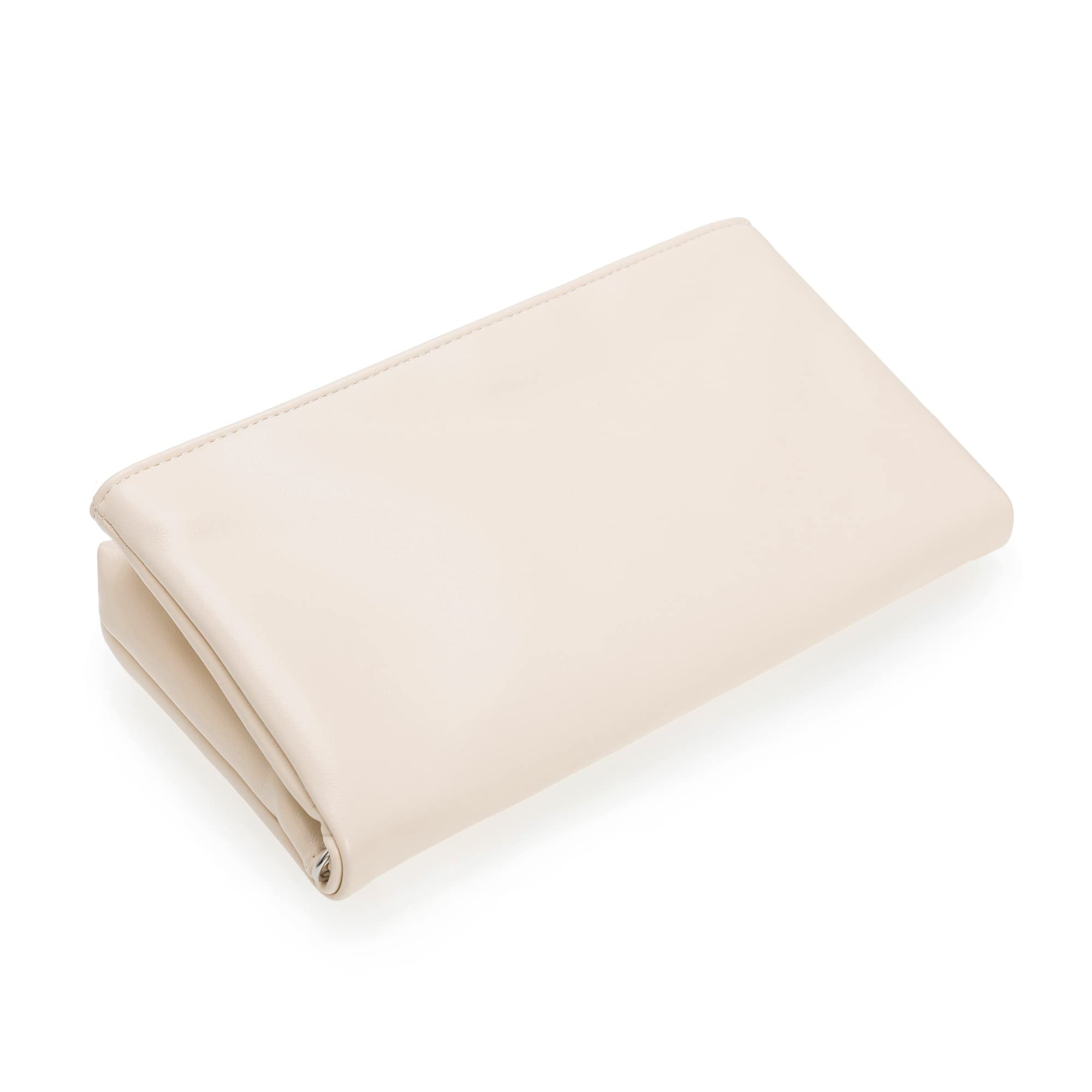 IXEBELLA Classy Clutch Purse for Women Soft PU Zipper Foldover Clutch Cocktail Prom Wedding Wedding Handbag (Off-white)