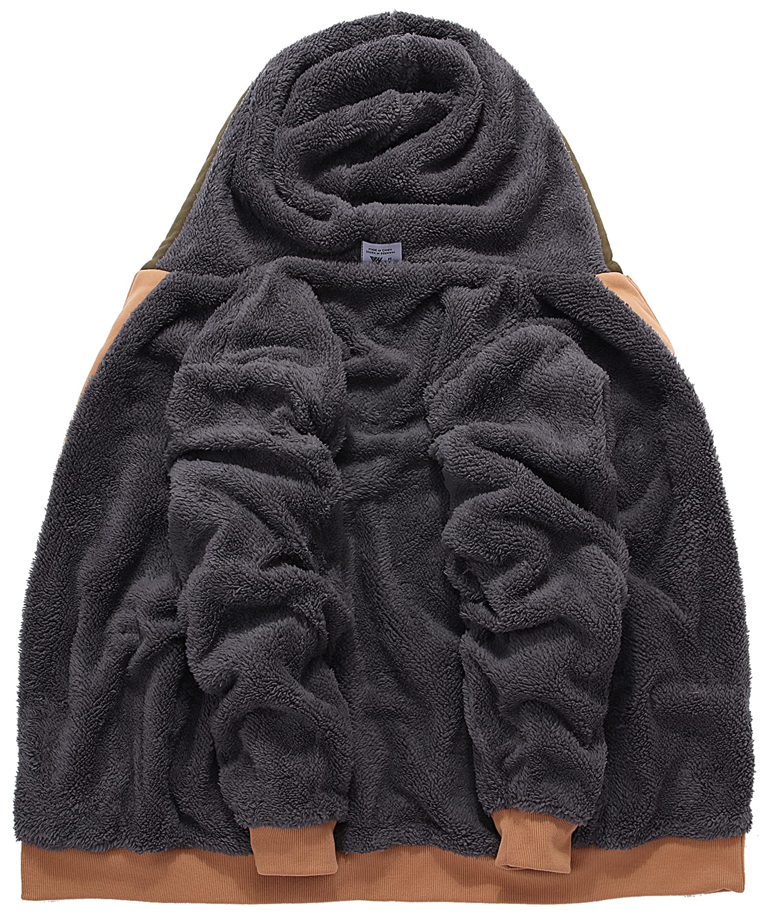 GEEK LIGHTING Hoodies for Men Heavyweight Fleece Sweatshirt - Full Zip Up Thick Sherpa Lined, green Black KhakiL