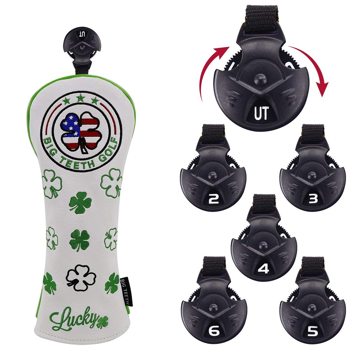 Golf Head Covers Driver Fairway UT Cover Putter Iron Cover Golf Club Protector Lucky Clover