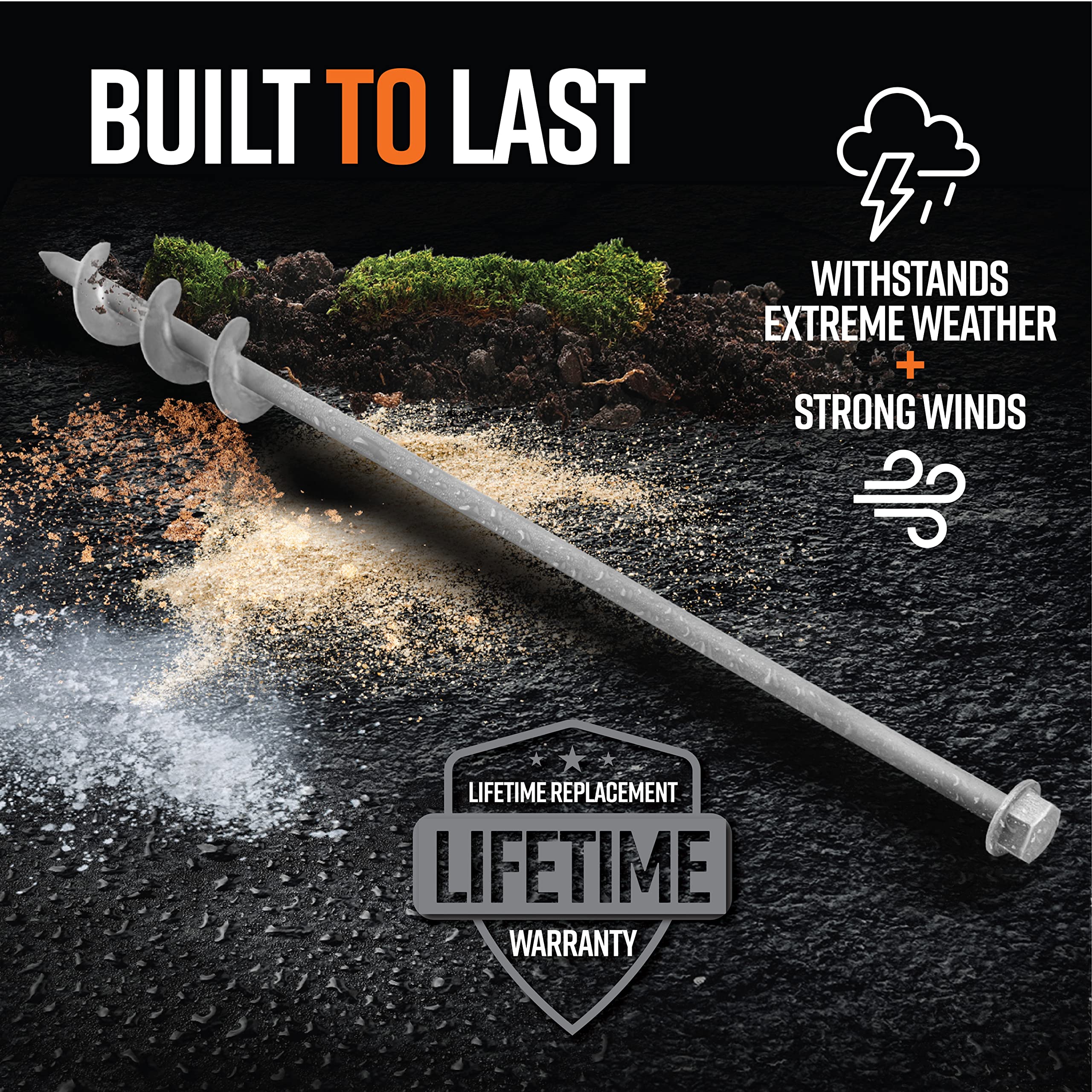 GROUNDGRABBA Ground Anchor Screw Kit - 28pc - Extra Depth Ground Anchors Heavy Duty for High Winds | Ground Anchor Kit for Swing Sets | Screw in Anchor for Pop-UP Canopy, Tents and More