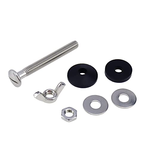 Pastlla 2pcs Toilet Seat Bolts Kit Stainless Steel Heavy Duty Toilet Tank to Bowl Bolts with Rubber Washers Gaskets Basic Style