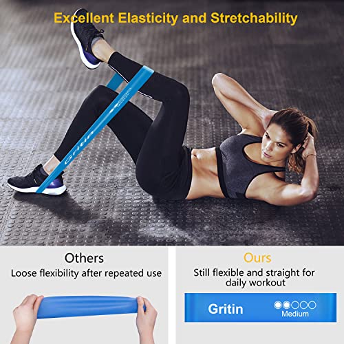 Gritin Resistance Bands,Exercise Bands Loop Bands with Instruction Guide and Carry Bag - Pack of 5 Different Resistance Levels Elastic Bands for Working Out, Exercise,Gym,Training,Yoga