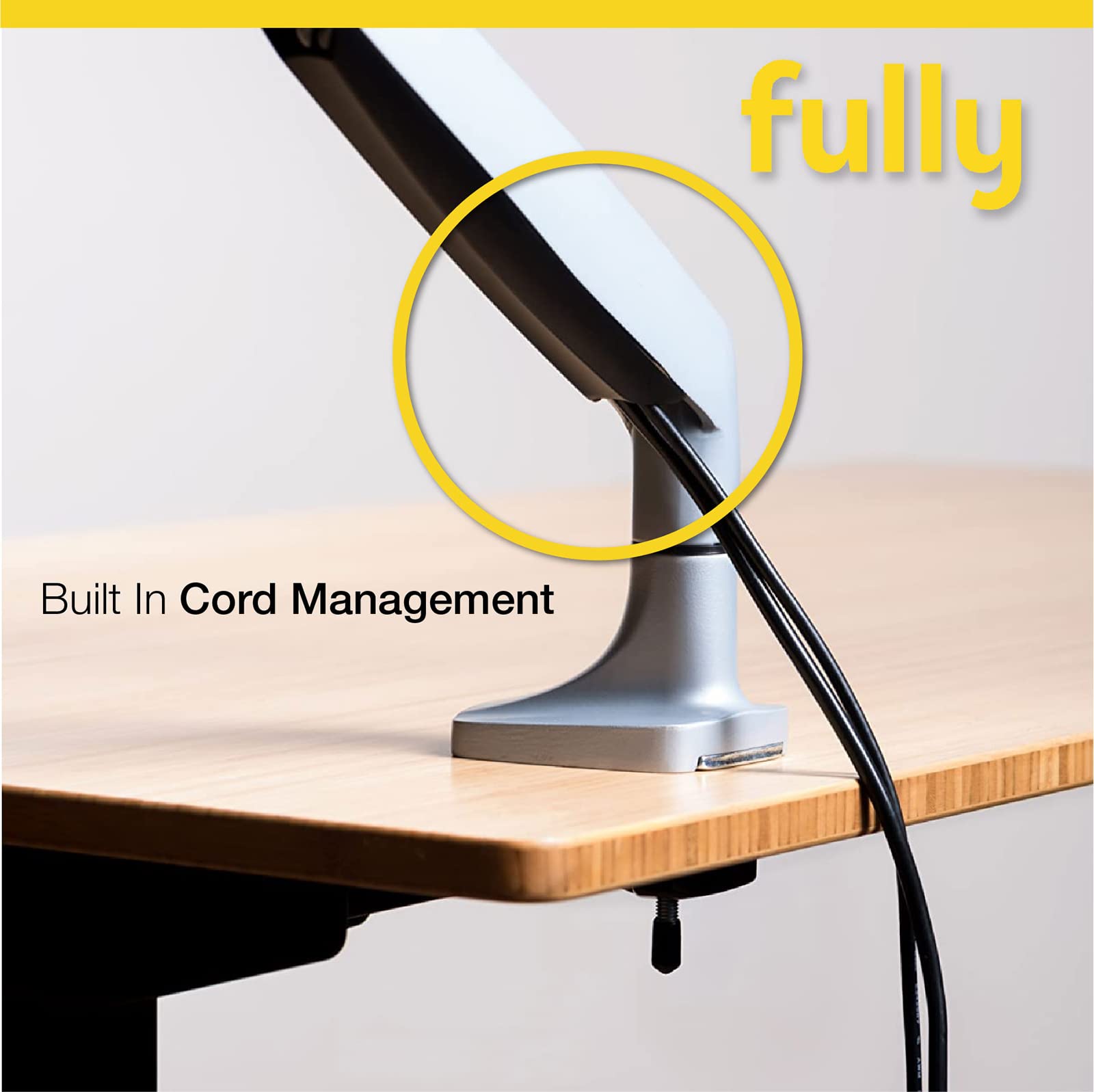 Fully Jarvis Monitor Mounting Arm - fits up to 32" Computer Display (Single, Black)