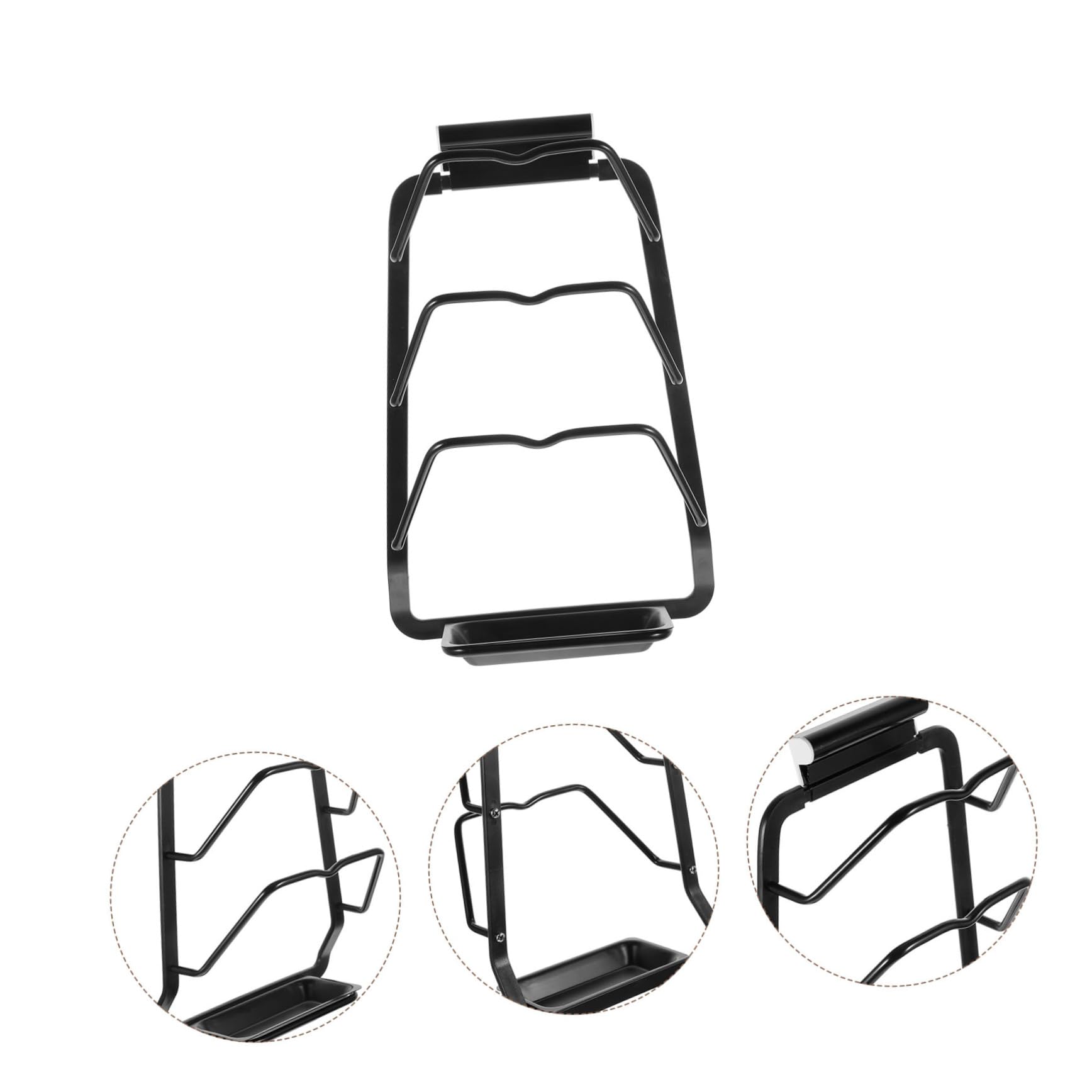 FUOYLOO Black Storage Rack Space Aluminum Rack Pot Lid Storage Rack Space Aluminum Plastic Cover Stable Pot Lid Holder Space-saving Pot Lid Holder