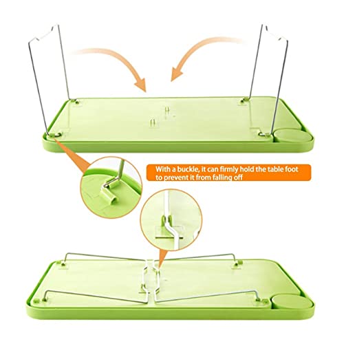 VEMMIO Breakfast Tray Folding Laptop Table Compact Bed Desk Breakfast Serving Bed Tray Standing Reading Table with Cup Holder Lightweight Picnic Table (Color : Green)