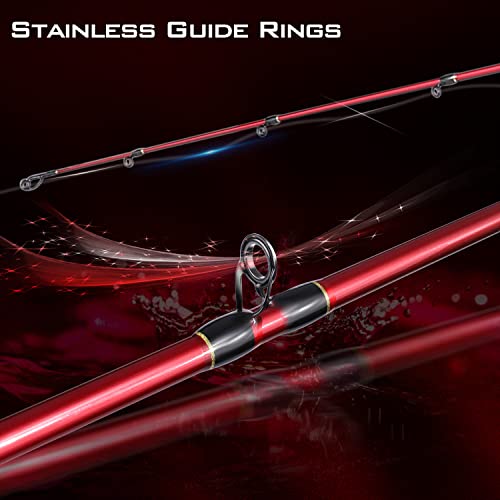 Sougayilang Baitcaster Combo, 2Pc Baitcasting Fishing Rod and Reel Combo, Twin-Tip M/MH Fishing Pole and Baitcasting Reel-Silver-5.9ft-Right Handle