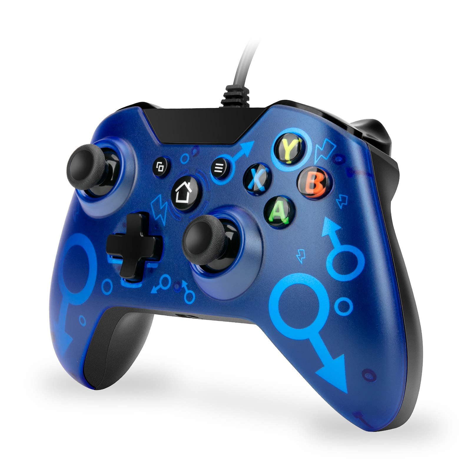 FUXINYA Wired Controller, Compatible with Xbox One/One S/One X/One Elite/Windows PC, USB Wired Gamepad Remote Controller, PC Game Controller with Headset Jack [2021 Newest Version] (Blue) (Renewed)