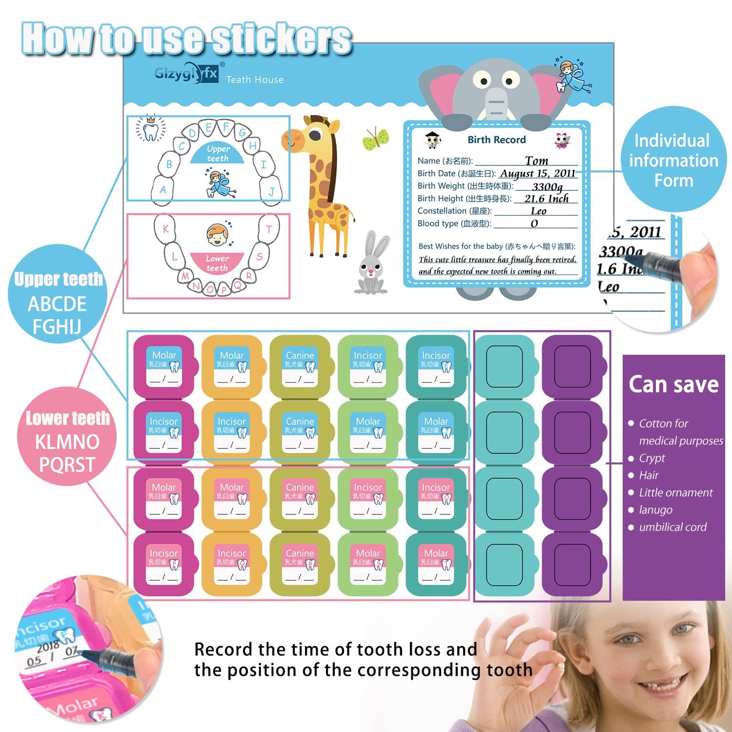 Glzyglyfx Tooth Box,Tooth Fairy Box,Kids Keepsake Box,Organizer Gift for Baby Teeth,Kids Deciduous Teeth Collection, Save Children Teeth to Keep The Childhood Memory (Pink)