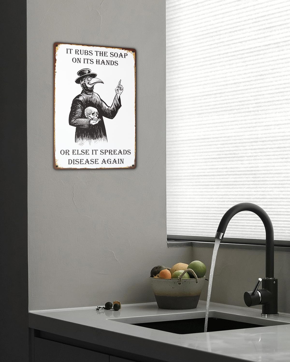 Gothic Bathroom Decor Wash Your Hand Plague Doctor Funny Restroom Wall Decor Tin Sign 8 X 12 Inch