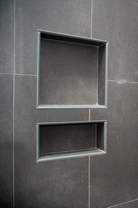 Zigzag Easy Installation Waterproof Double Recessed Shower Shelves Niche, ABS Plastics Bathroom Shower Niche 16 × 24 Inches for Shampoo, Soap and Foot Rest