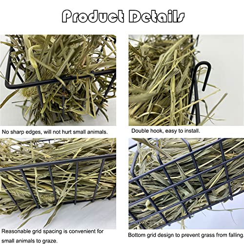 Rabbit Hay Feeder Rack Guinea Pig Hay Dispenser for Cage Hanging Metal Feeder Small Animals Hay Holder Manger for Rabbits Guinea Pigs Chinchillas Ferrets (9.05 x 3.93 x 2.95 in)