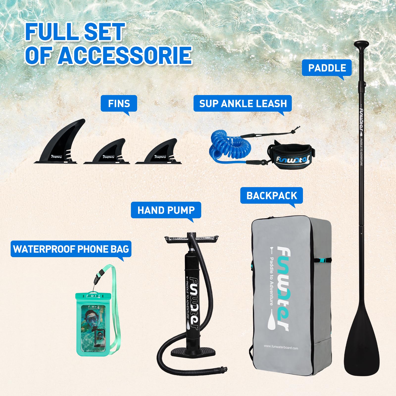 FunWater Stand Up Paddle Board Ultra-Light Inflatable Paddleboard with SUP Accessories for Adults & Youth of All Skill Levels