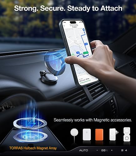 TORRAS 2-in-1 Magnetic case with Hidden Stand Designed for iPhone 14 Pro Case [Military Grade Drop Tested] [Compatible with MagSafe] Slim Semi-Transparent Case for iPhone 14 Pro Phone Case 6.1", Black