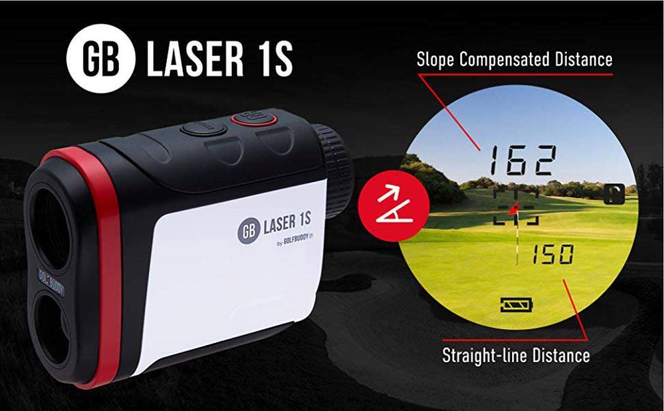 GOLFBUDDY Laser 1S Rangefinder with Slope, Pin Finder with Vibration, 880 Yard Range Finder, Slope Adjusted Distances, Accurate Measurement, 3 Targeting Mode, 6X Magnification, Wide LCD Display