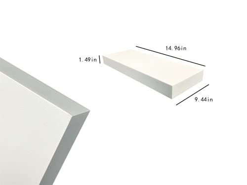 primestok 38cm Shelves for Wall, 3 White Shelves Screw Mounted, Modern Decorative Display Wall Shelves with Easy Installation for Bathroom (White)