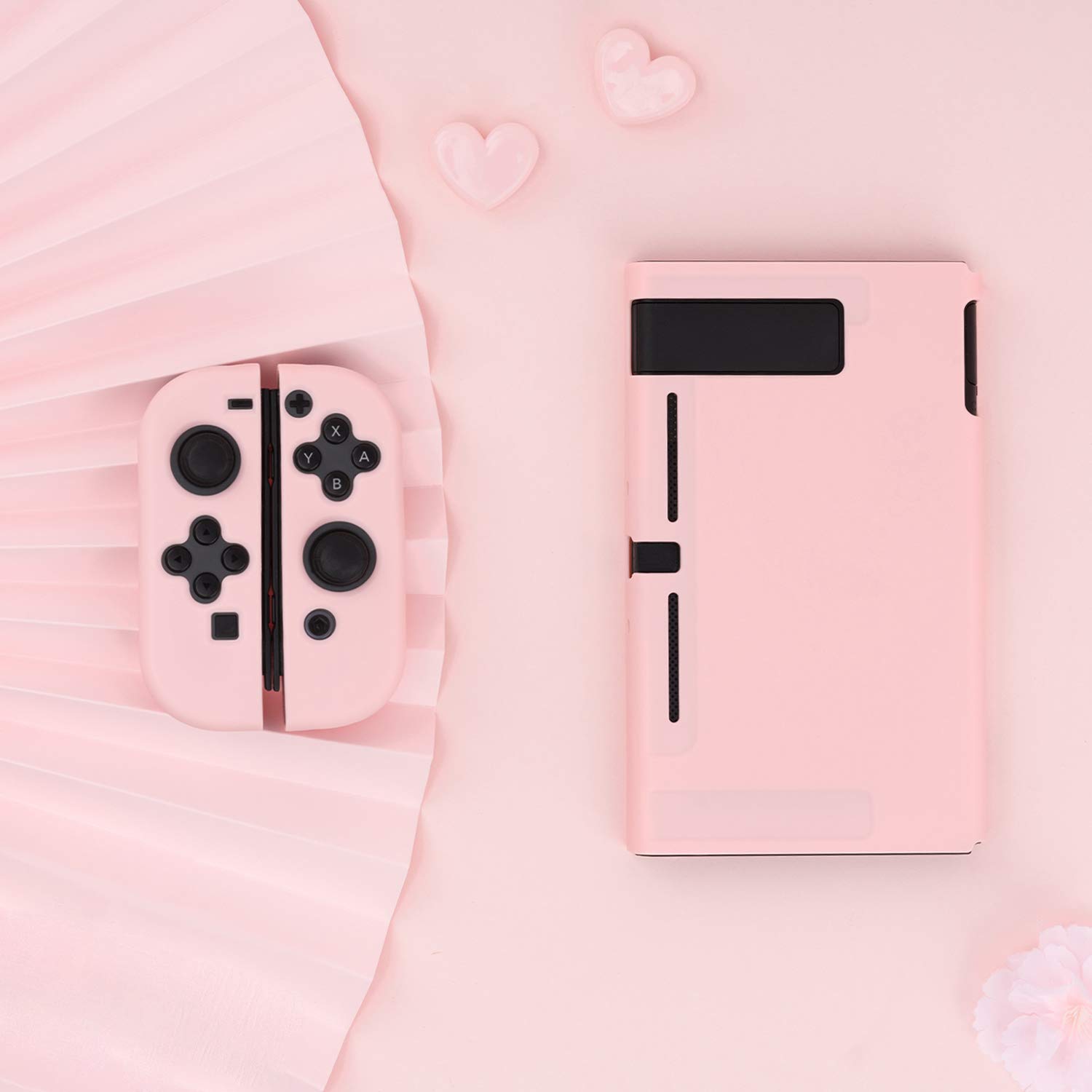 GeekShare Protective Case Slim Cover Case for Switch and Joy Con - Shock-Absorption and Anti-Scratch (Sakura Pink)