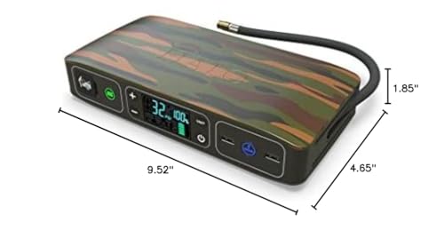 Halo Automotive Bolt Air 58830 mWh Portable Emergency Power Kit with Tire Pump, 4 Interchangeable Air Nozzles, Extra Accessory Kit, Car Jump Starter, and Car Charger - Camouflage