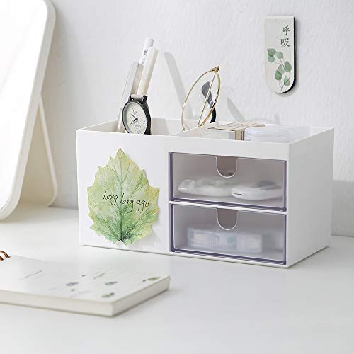 YOSCO Desktop Storage Organizer Mini Box for Office Supplies Container Pen Holder for Desk Cute Pencil Cup Pot Makeup Brush Holder (White)