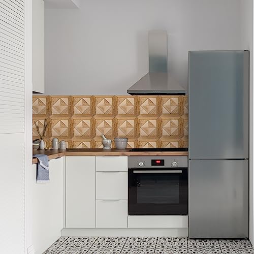 uxcell Peel and Stick Floor Wall Tiles Sticker, 10Pcs 8"x8" Self-Adhesive Wood Grain Floor Stickers Matte Frosted Flooring Tiles for Kitchen Bathroom and Home Decor, Beige