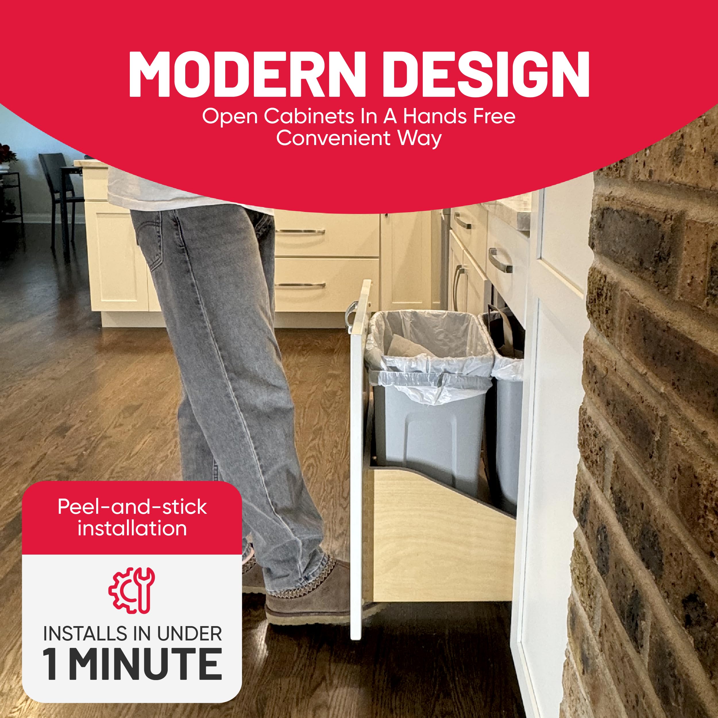 The Handless Handle β Hands-Free Garbage Drawer Foot Pull Handle, Touchless Opener for Drawers, Bins, & Cabinets