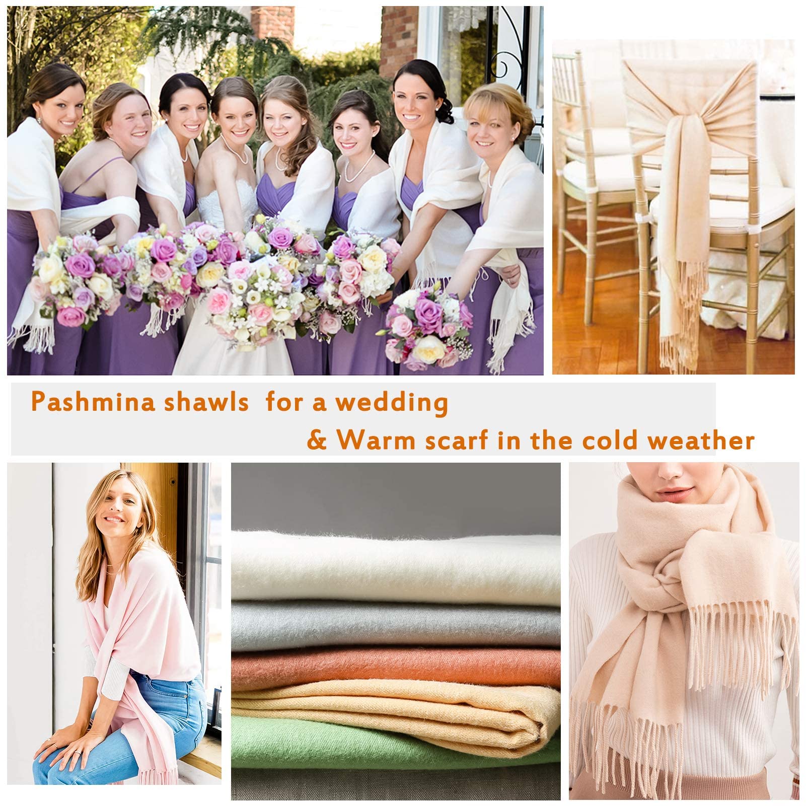 FURTALK Womens Pashmina Shawl Wraps Cashmere Feel Winter Scarf Soft Warm Blanket