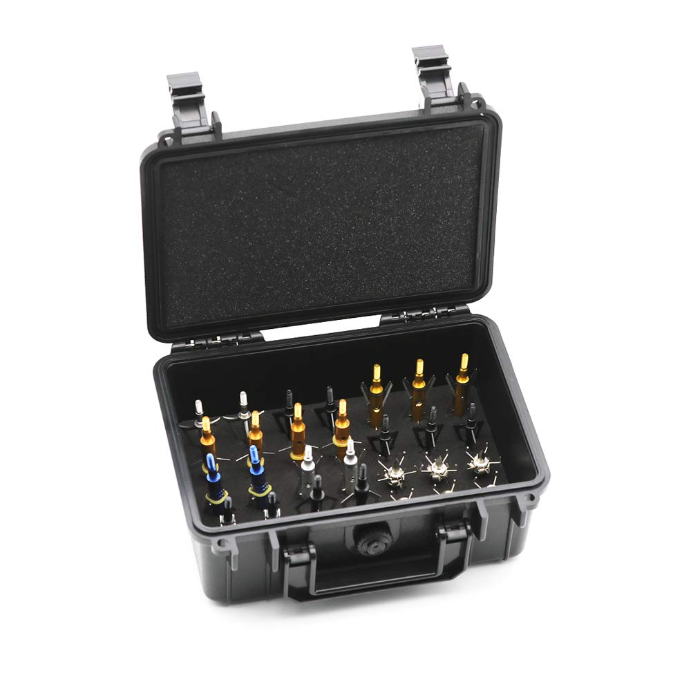HUNTCOOL Archery Broadhead Case Hunting Accessory ABS Waterproof Ammo Storage Box Holds 28 Broadheads with Keyhole (Case Only) (AC-012M)