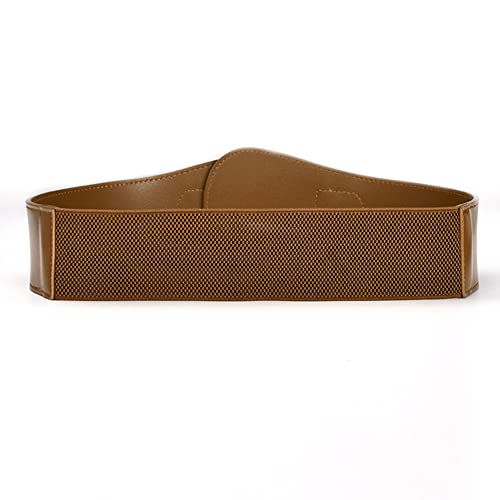 Toptim Womens Elastic Waist Belt Vintage Leather Wide Waistband (Waist 25-35", Black)