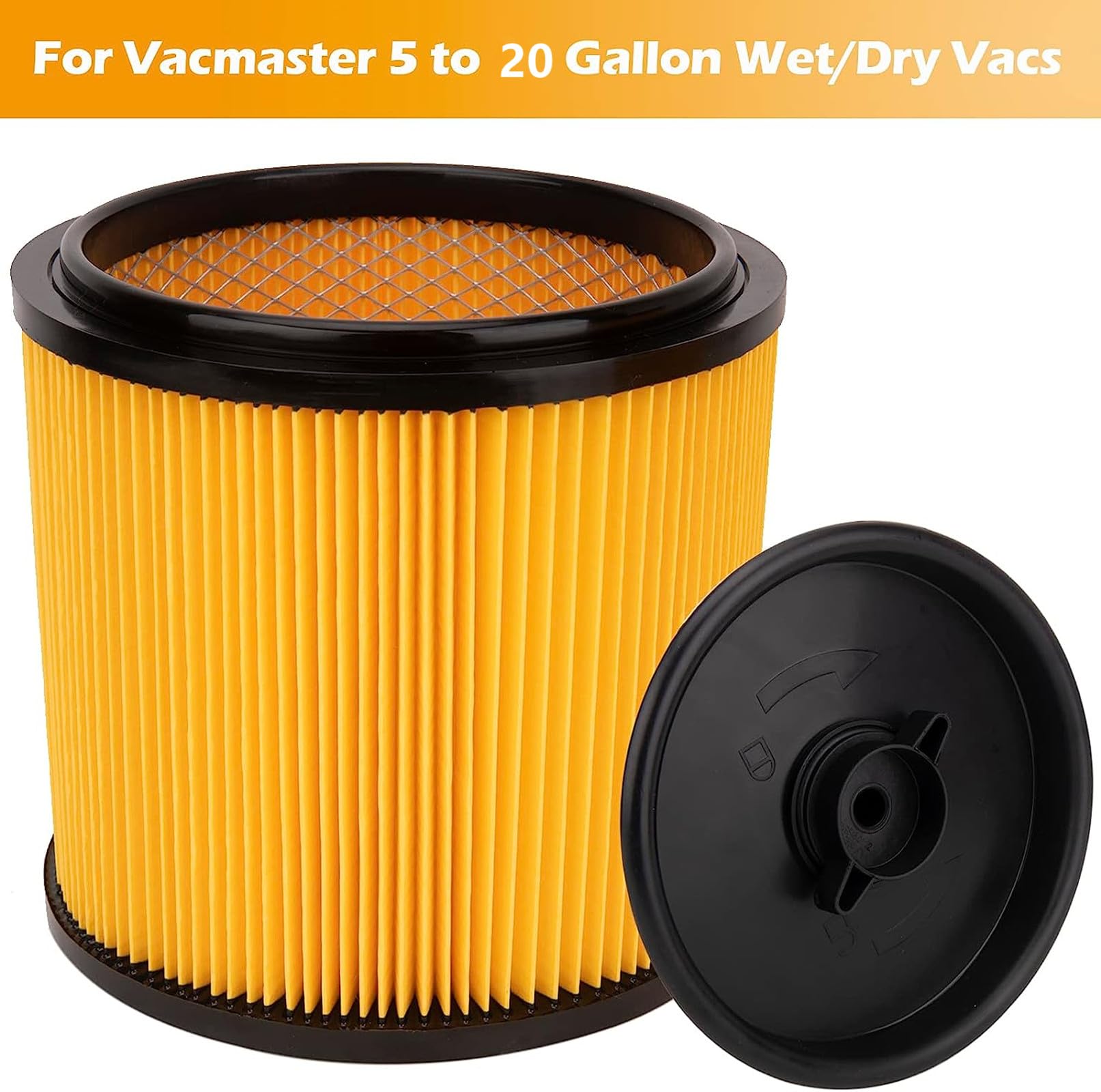 VCFS Replacement Filter Compatible with Vacmaster Standard Cartridge Filter Fits for 5 to 20 Gallon Wet Dry Vacuums (2 Packs)