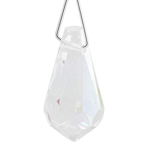 Gem Avenue Teardrop Shape Clear AB Austrian Crystals 1.25 Inch 925 Sterling Silver Charm Pendant for Women