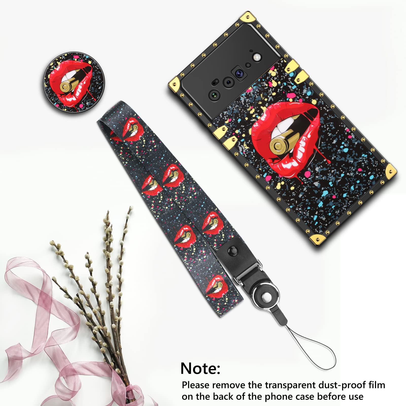JAKPDE for Google Pixel 6 Pro 5G 2021 Case with Kickstand Cute Cover for Girls Women TPU Luxury Case with Strap Shockproof Protective Heavy Duty Case Compatible with Google Pixel 6 Pro 5G 2021 Black