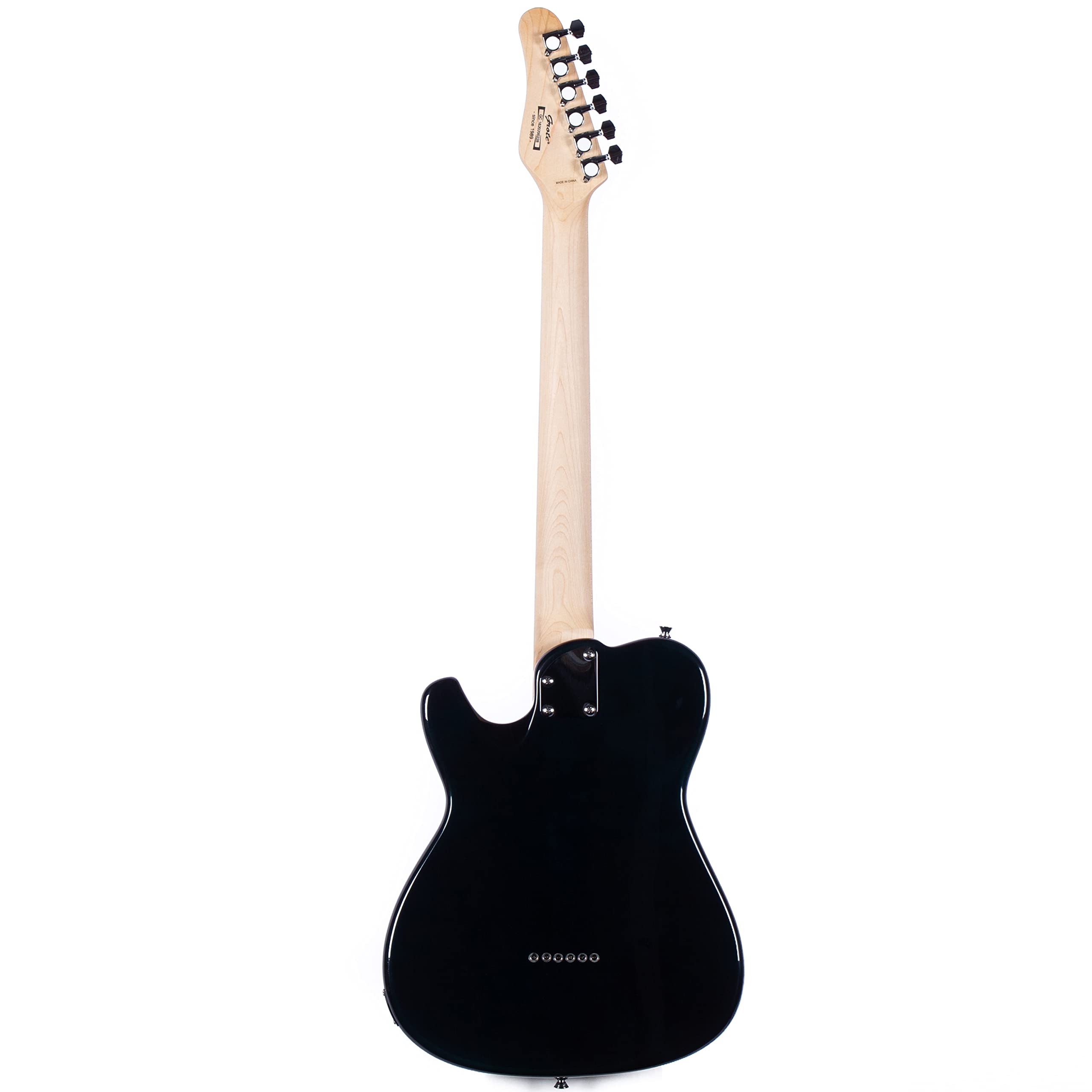 Grote Electric Guitar Semi-Hollow Body Single F-Hole Printed Tele Style Guitar Full-Size Basswood with Canadian Maple neck Chrome Hardware Picks (Blue)