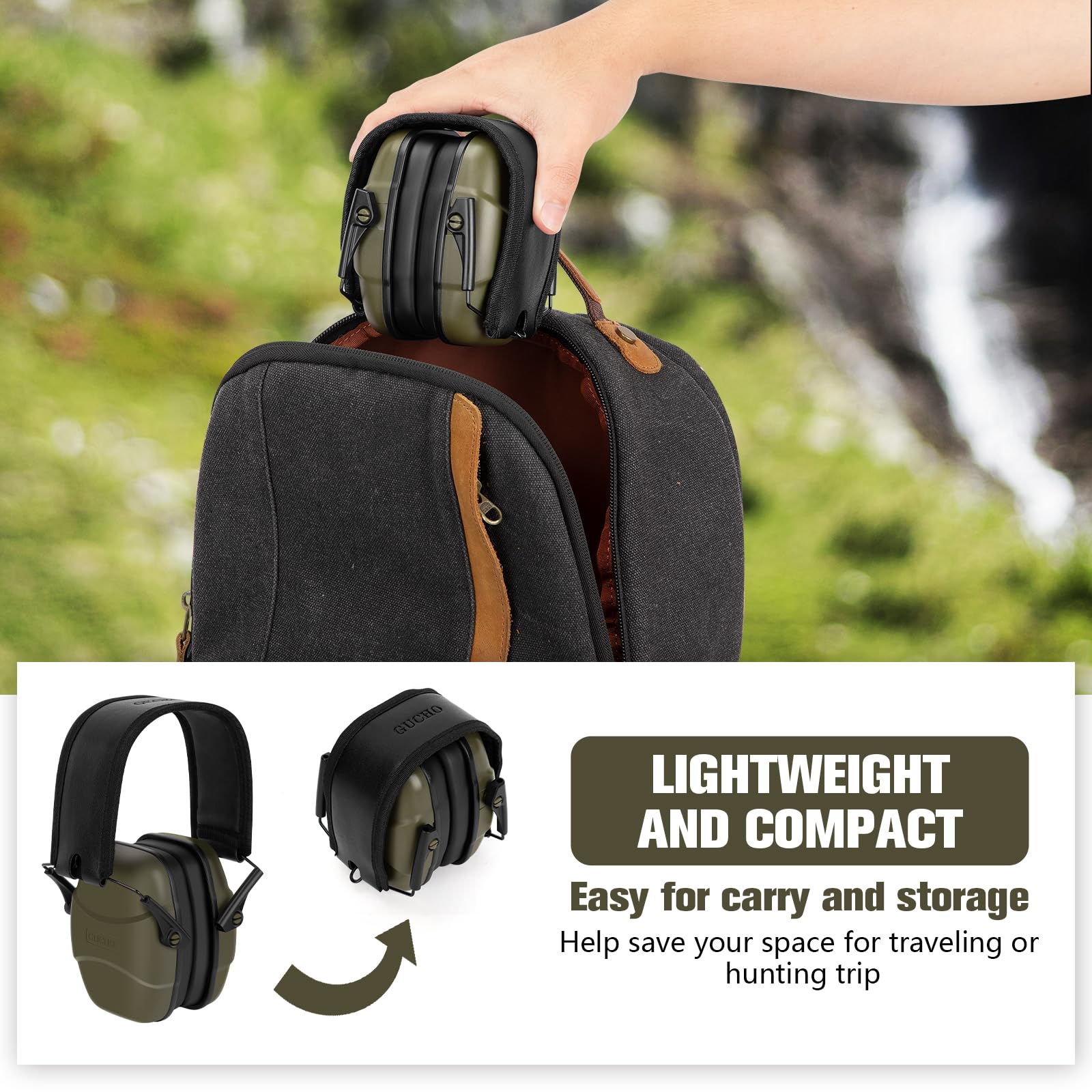 GUCHO 34dB Noise Reduction Safety Shooting Ear Muffs,Hearing Protection Ear Muffs,Shooting Range Ear Protection for Hunting Mowing