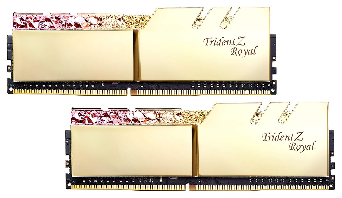 G.SKILL Trident Z Royal Series (Intel XMP) DDR4 RAM 16GB (2x8GB) 3200MT/s CL16-18-18-38 1.35V Desktop Computer Memory UDIMM - Gold (F4-3200C16D-16GTRG)