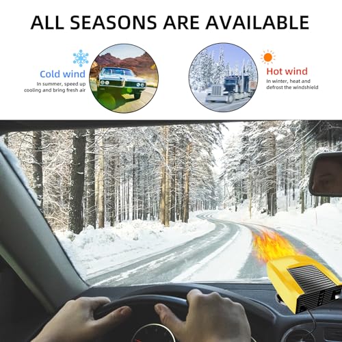 Gntiffy【New 2023】Portable Car Heater,2 in 1 Auto Car Heater, Fast Heating Windshield Defrost Defogger Cooling Car 12V Lighter Heater 60 Second with Heating & Cooling Window Defroster for Car
