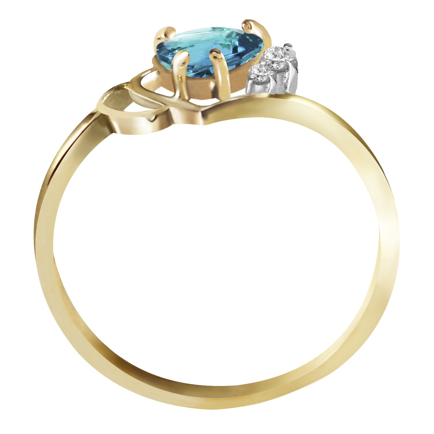 Galaxy Gold GG 14k Solid Gold Ring with Natural Diamonds and Blue Topaz - Size 7