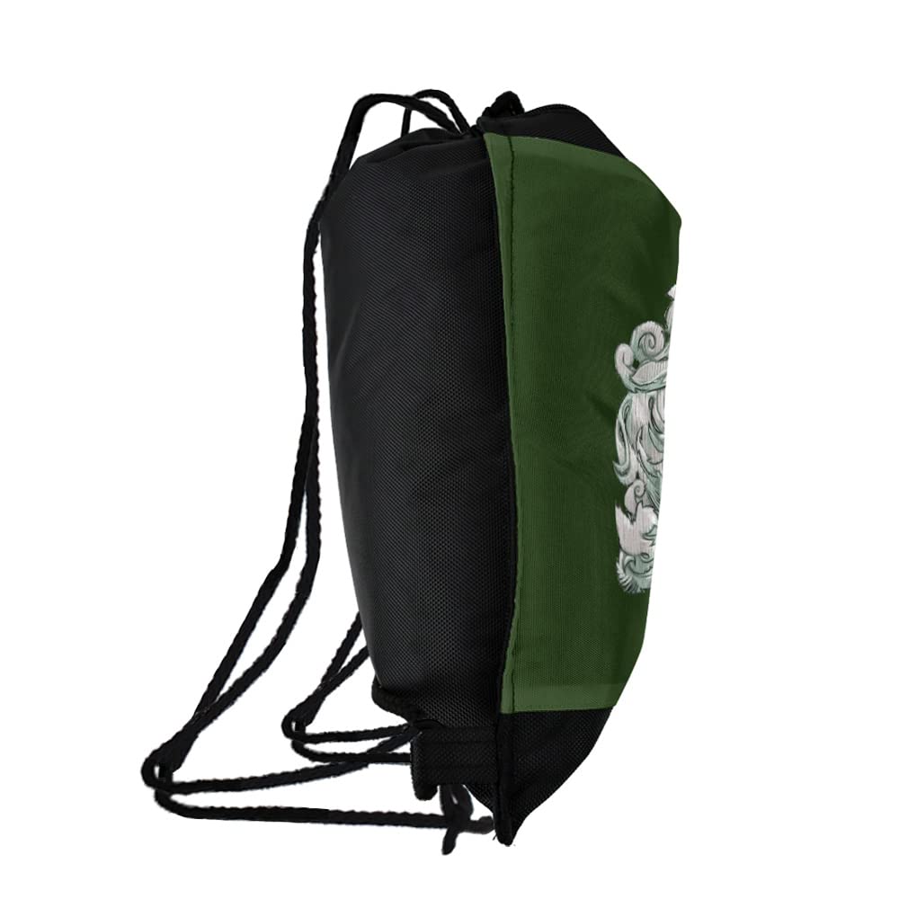 LOGOVISION Harry Potter Slytherin Painted Crest Drawstring Backpack Sports Bag Sackpack 17" x 13", Perfect for Gym, Yoga or Practice
