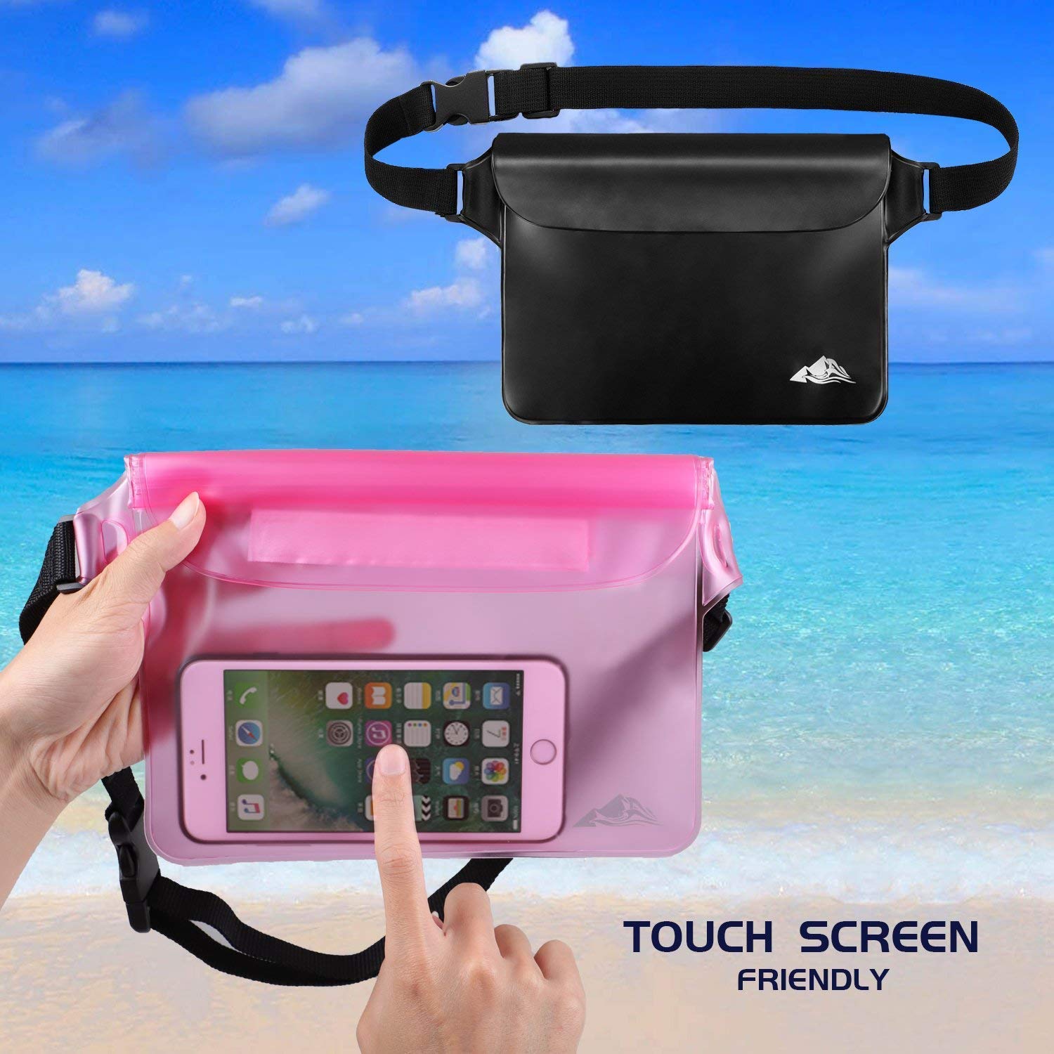 HEETA Waterproof Pouch Screen-Touch Sensitive Waterproof Dry Bag with Adjustable Waist Strap Bundle with Fish Scale with LCD Display, Digital Portable Hanging Scale Luggage Scale with Measuring Tape