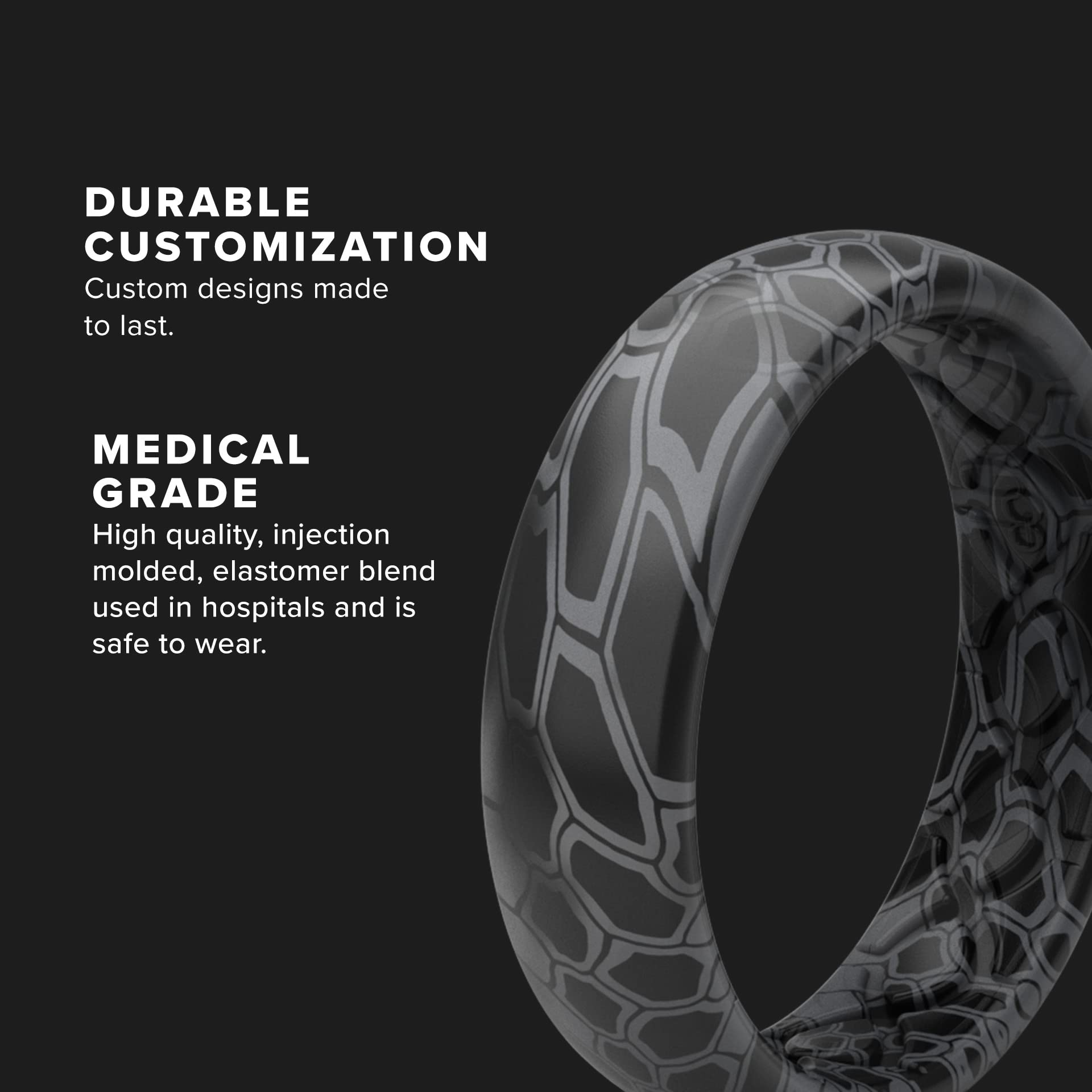 Groove Life Kryptek Thin Typhon Silicone Ring - Breathable Rubber Wedding Rings for Women, Lifetime Coverage, Unique Design, Comfort Fit Ring - Size 10