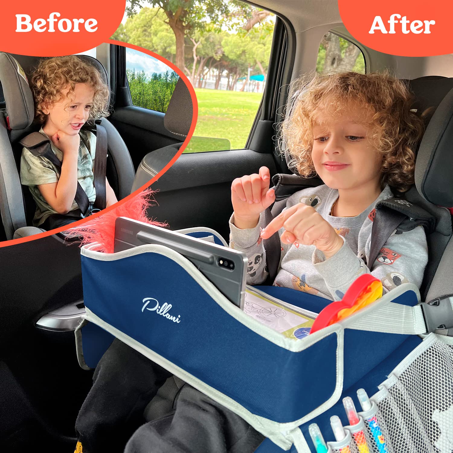 PILLANI Travel Bundle: Baby Backpack & Car Seat Tray for Kids