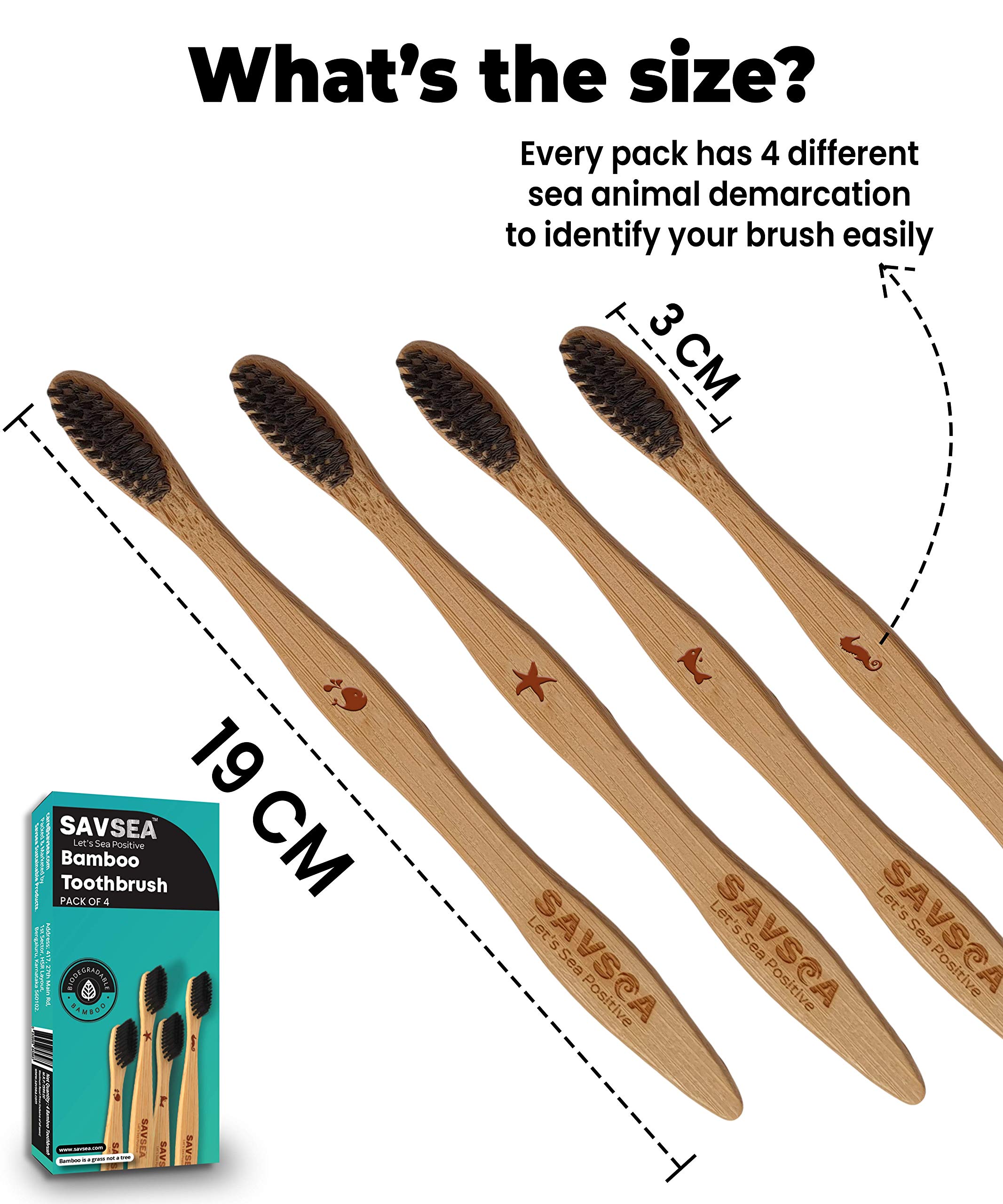 SAVSEA Bamboo Charcoal Soft bristles Toothbrush (8 Count) & Neem Wooden Comb for Men & Women Pack of 3 Combo