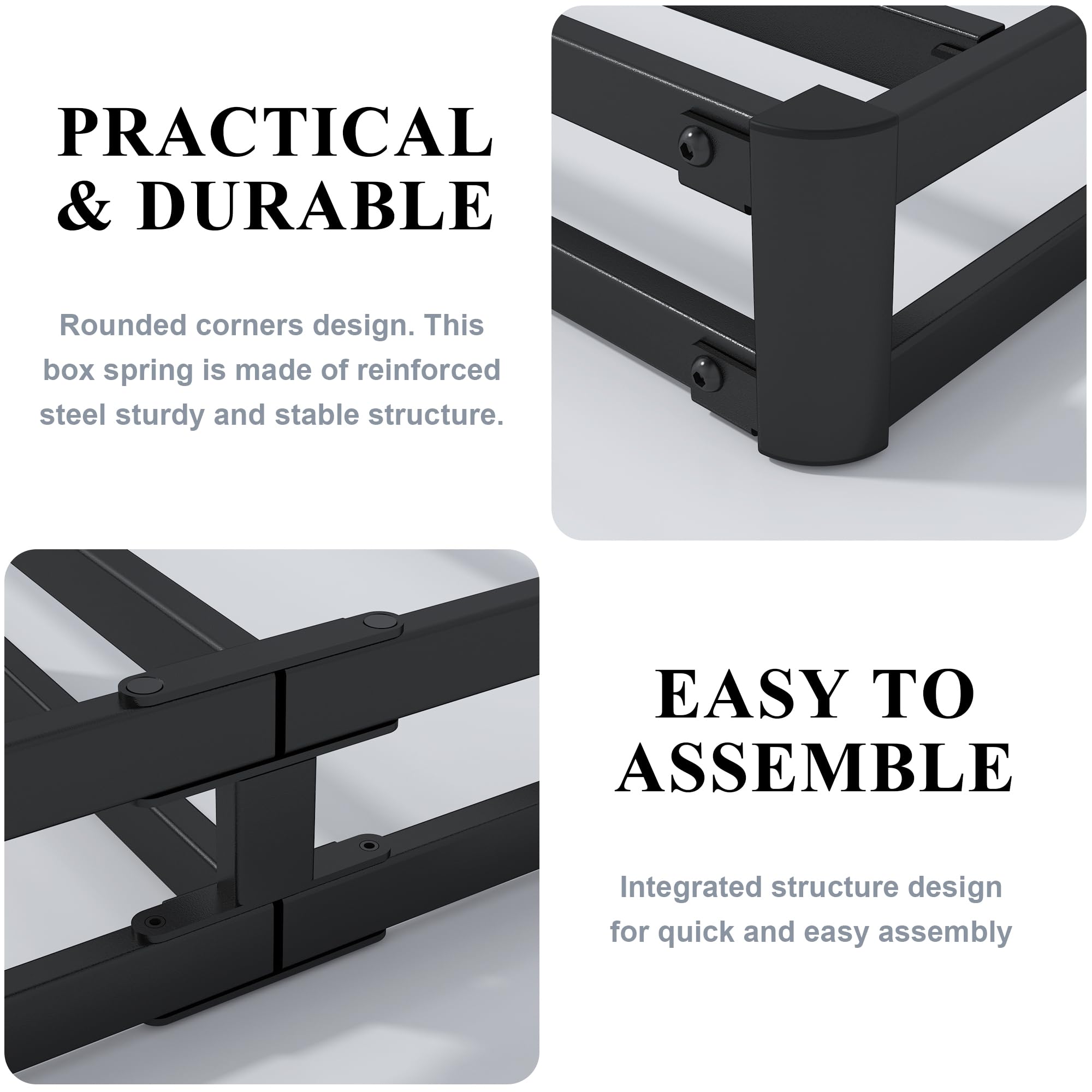 Vehowy 4 Inch Box Spring for Queen Bed,Queen Size Box Spring Only,Heavy Duty Mattress Foundation,Metal Bed Base,Non-Slip,Easy Assembly