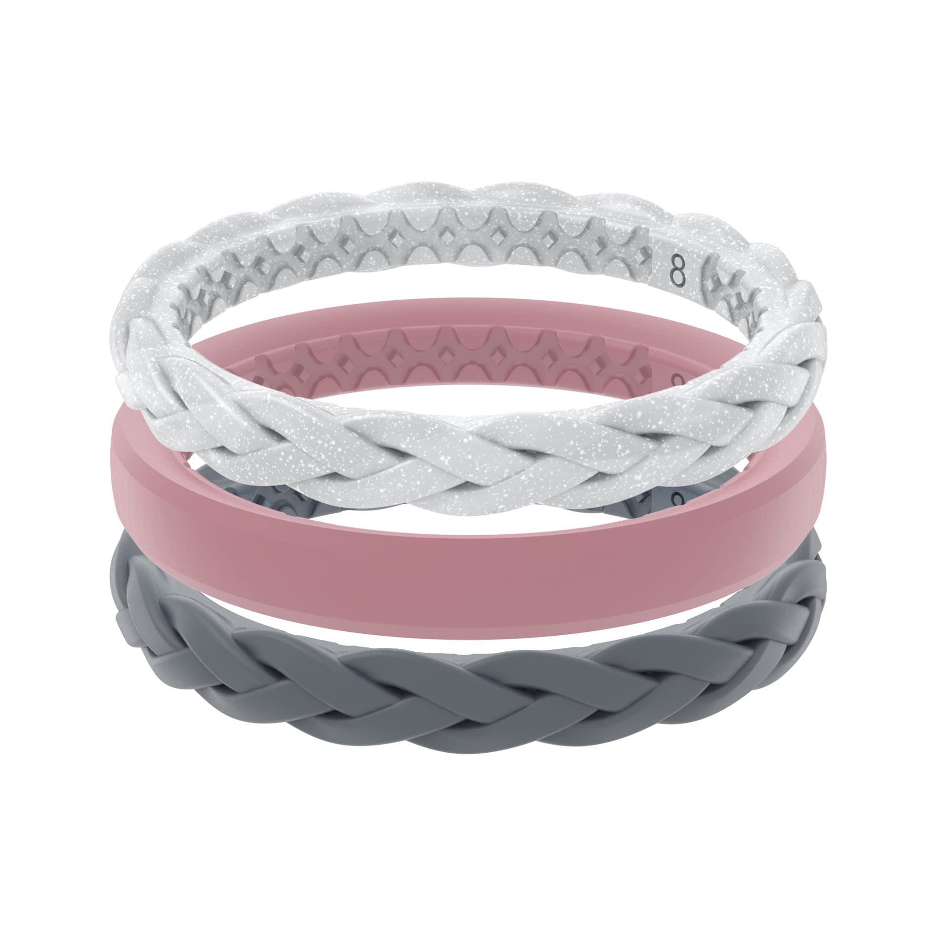 GROOVE LIFE Silicone Wedding Ring for Women - Breathable Rubber Rings for Women, Lifetime Coverage, Unique Design, Comfort Fit Womens Ring - Thin Air Serenity Size 7