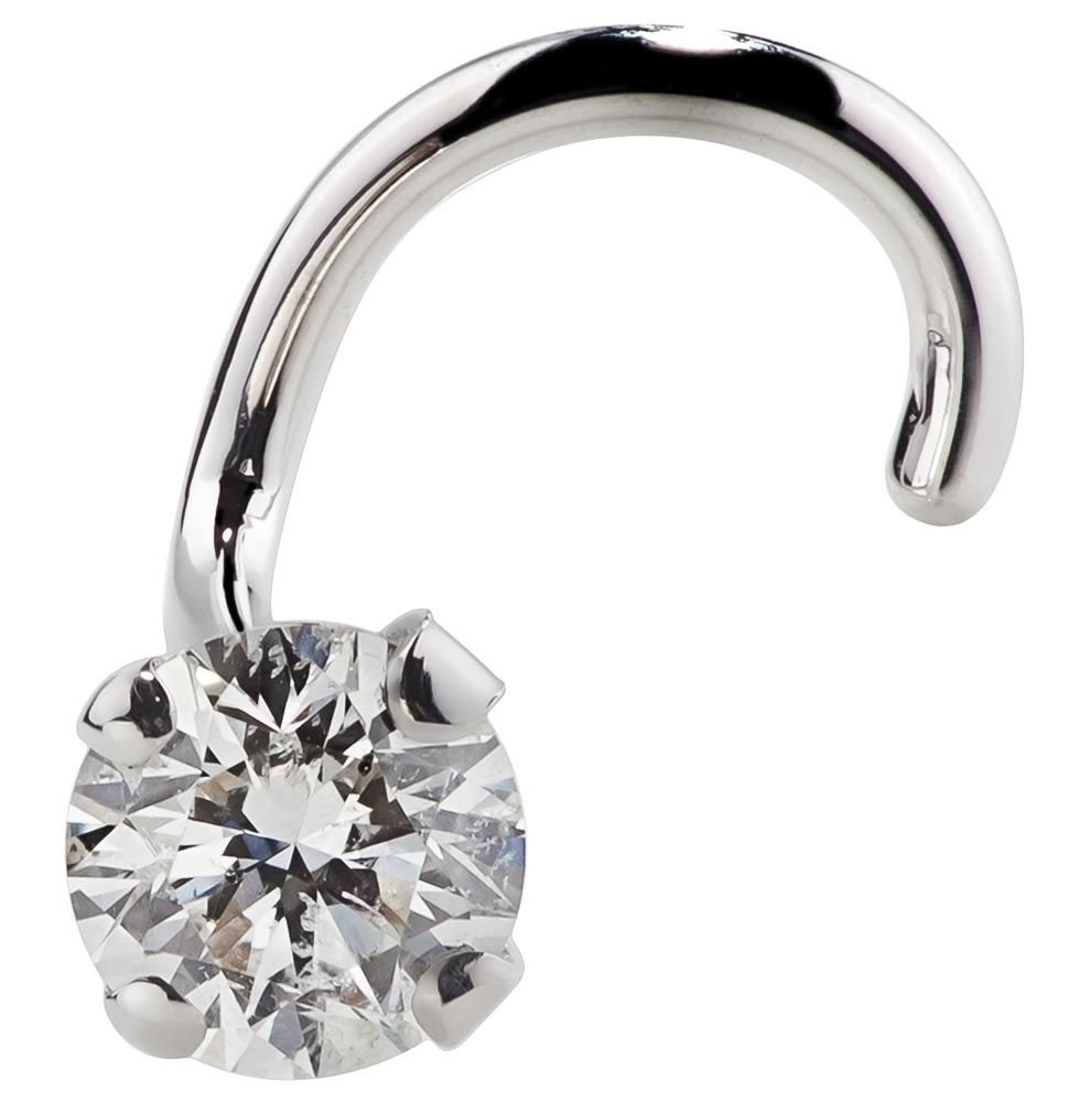 FreshTrends SI1 3mm 0.1 ct. tw Diamond 950 Platinum Twist Screw Nose Ring 18G