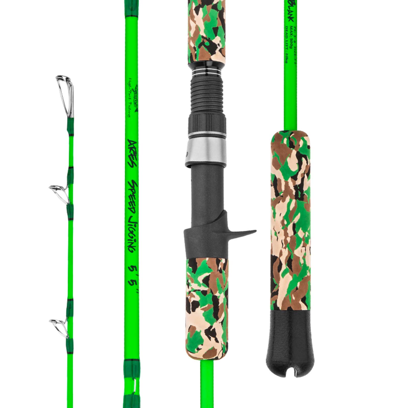 GOOFISH® Solid Nano Blank Series- Vertical Deep Sea Speed Fast or Slow Pitch Jigging Rod 5'5"(168cm) Size PE 3-6 Max Jig 500g Saltwater Boat Trolling Jig Rod with Fuji Guide-Casting Model