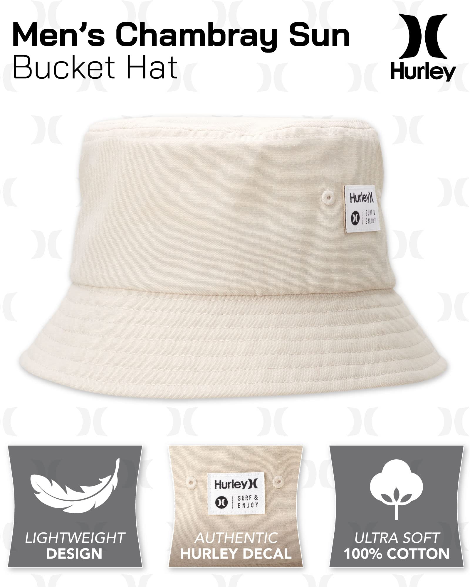Hurley Men's Bucket Hat - Chambray Sun Hat, Size One Size, Black