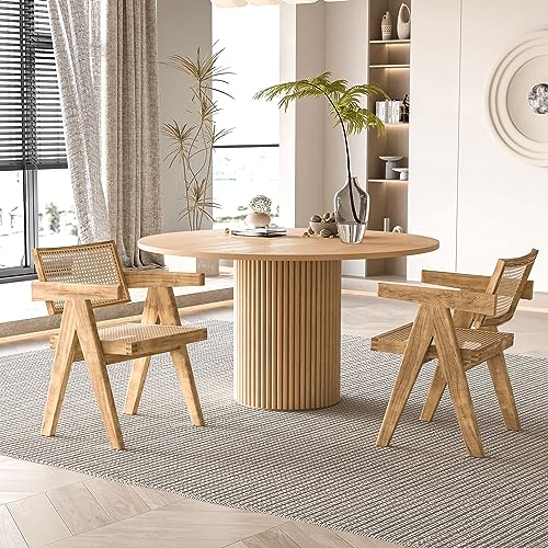 SIMTONAL Round Dining Table Modern Wood Kitchen Table 35'' Circular Tabletop for Leisure Coffee Table,35''L x 35''W x 29.9''H